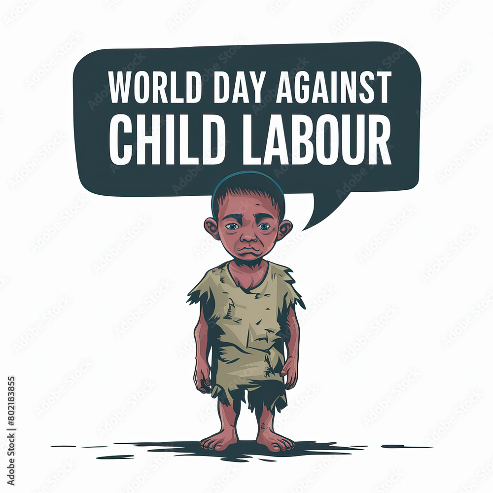 World day against child labour, vector. illustration, World day against ...