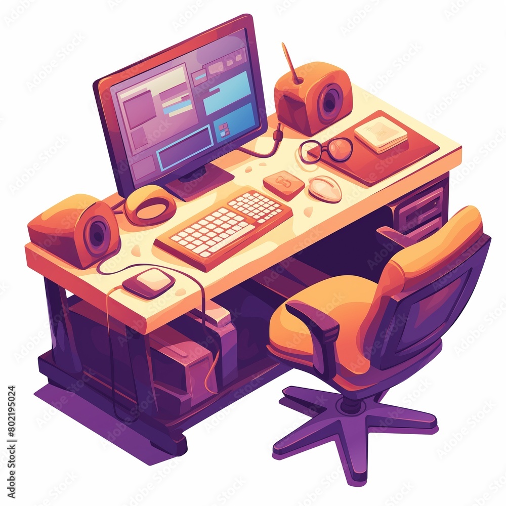 Old school computer 2D logo on a white background Stock Illustration ...