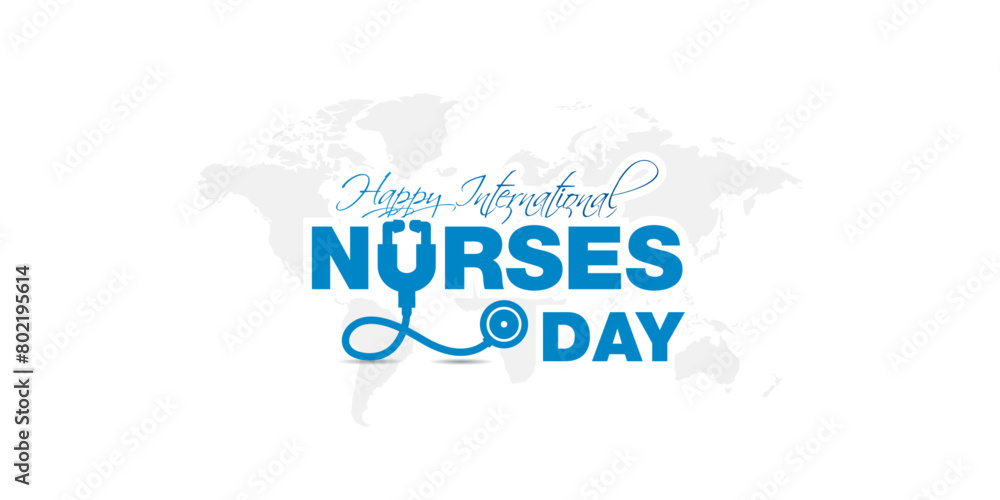 International Nurses Day logo design with world map background. Stock ...