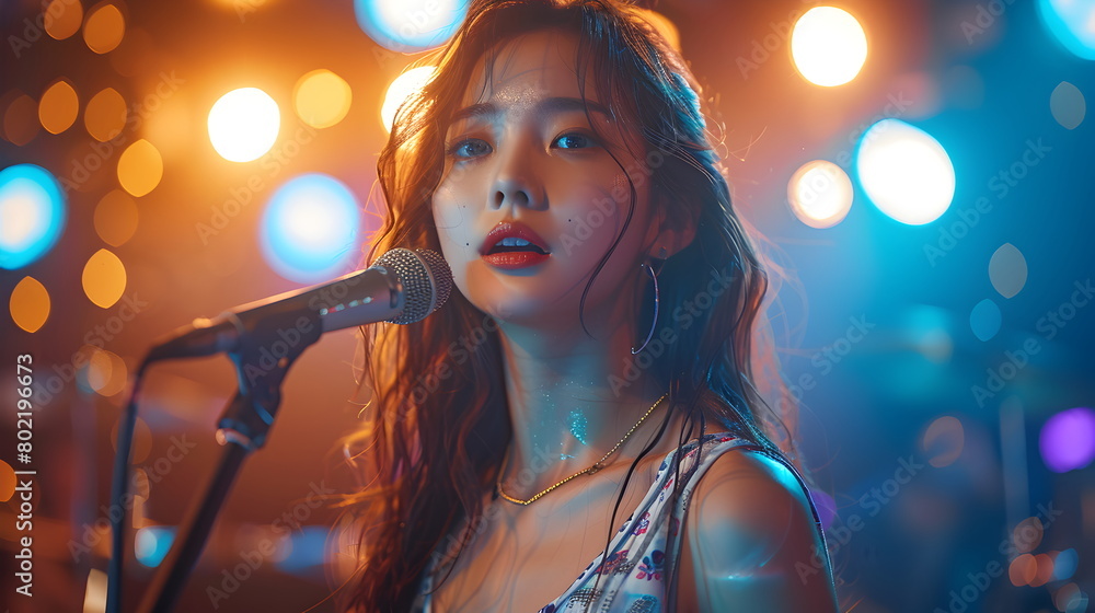 audition of a single girl , singer is singing, k-pop that dressed a ...