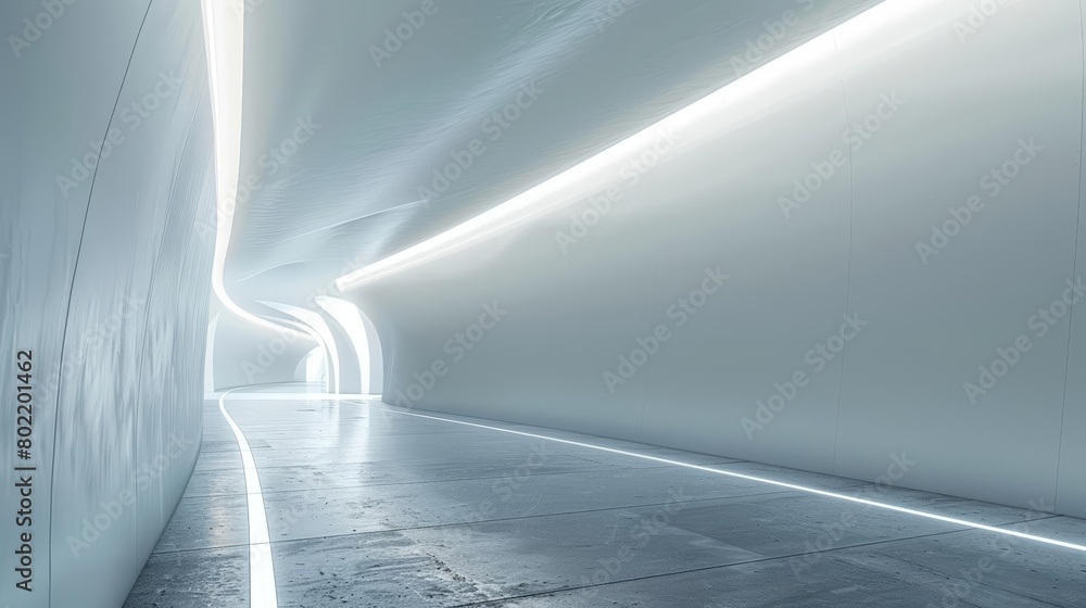 Abstract architecture with dramatic light strips forms an immersive ...