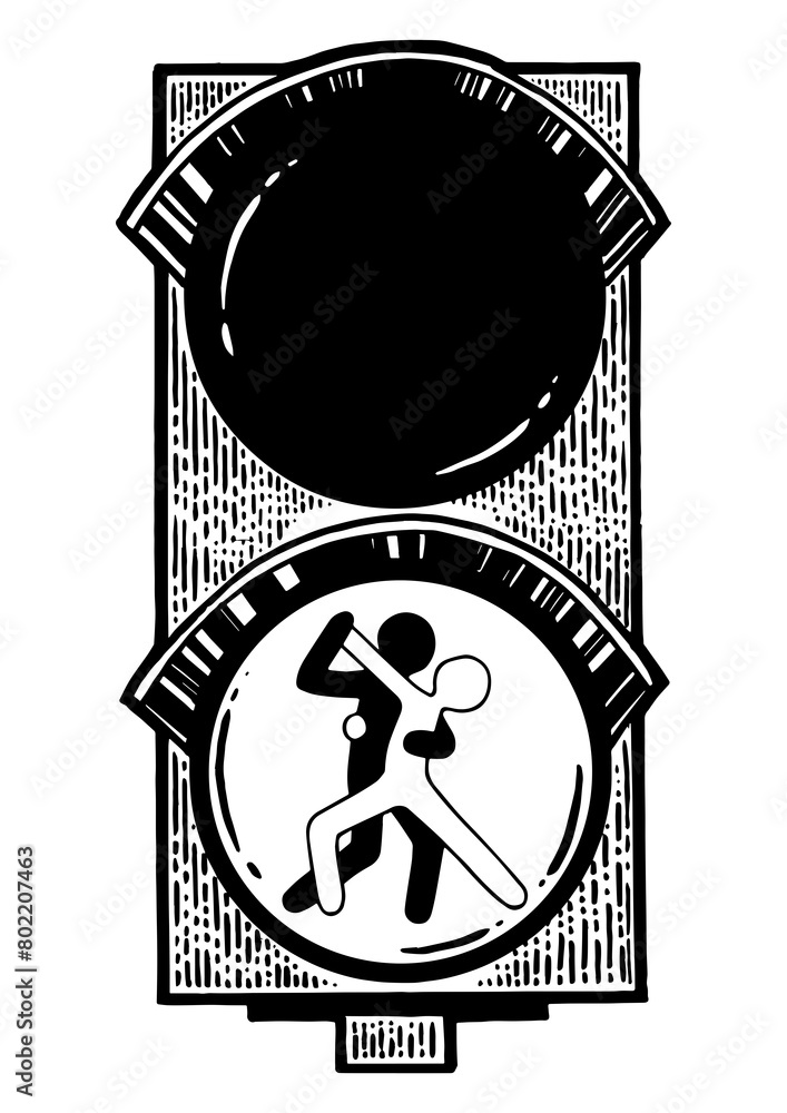 Dancing couple characters on traffic light sketch engraving PNG ...