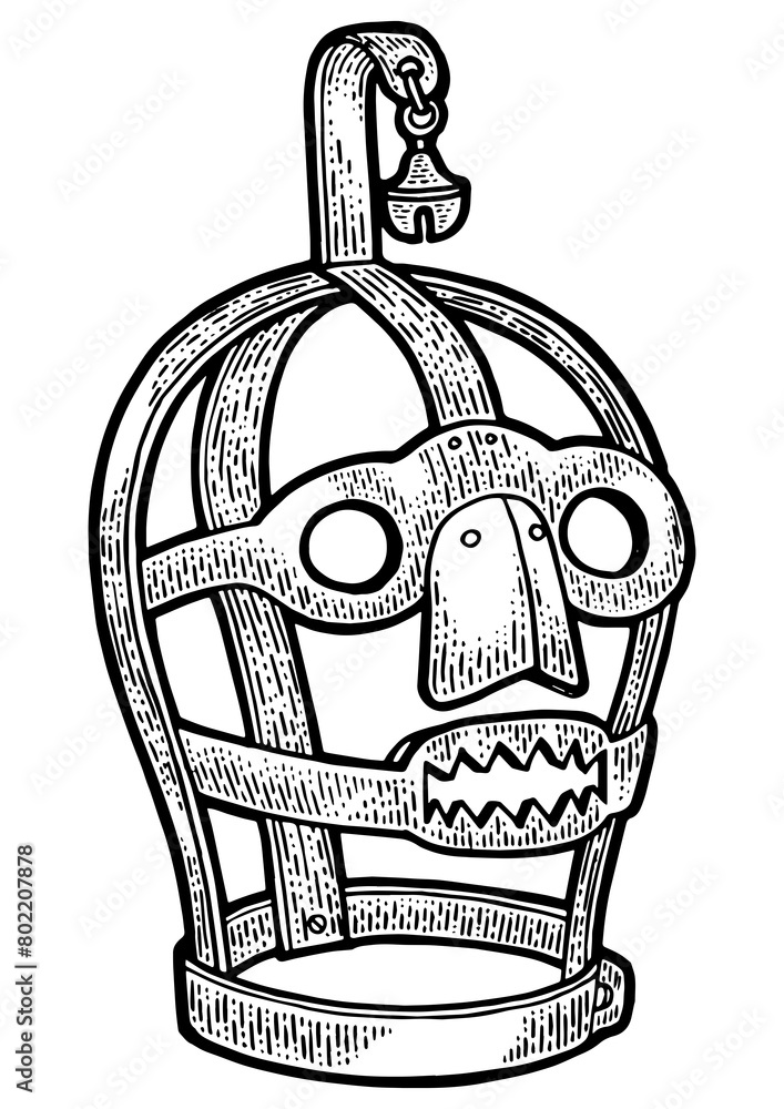 Scolds bridle medieval torture device sketch engraving PNG illustration ...
