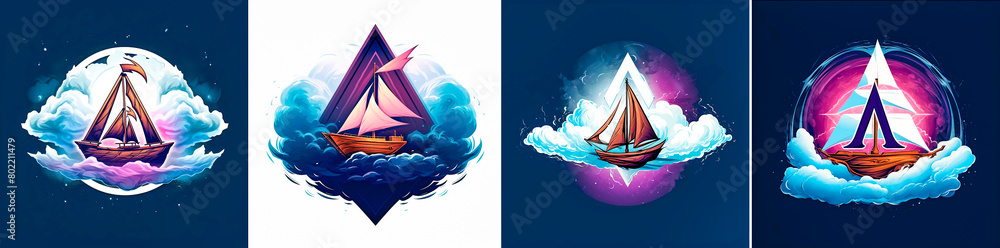 4 photos. Creative and Unique Ship Logo Design with Sails Ideal for ...
