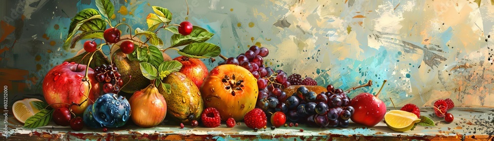 Capture the vibrant colors and textures of ripe, juicy fruits from a ...