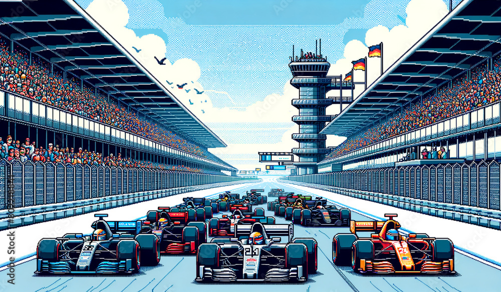 competition championship of racing car formula in circuit track pixel ...