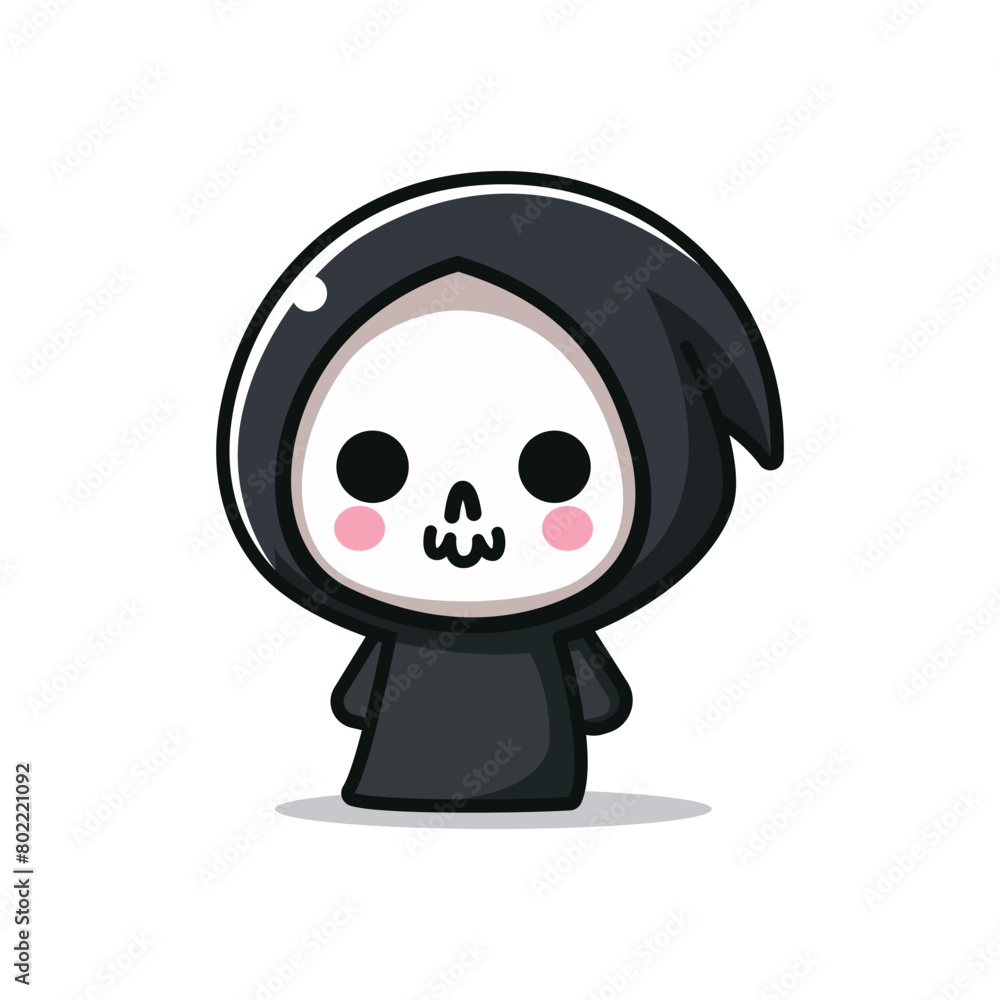 cute grim reaper cartoon character vector illustration template design ...