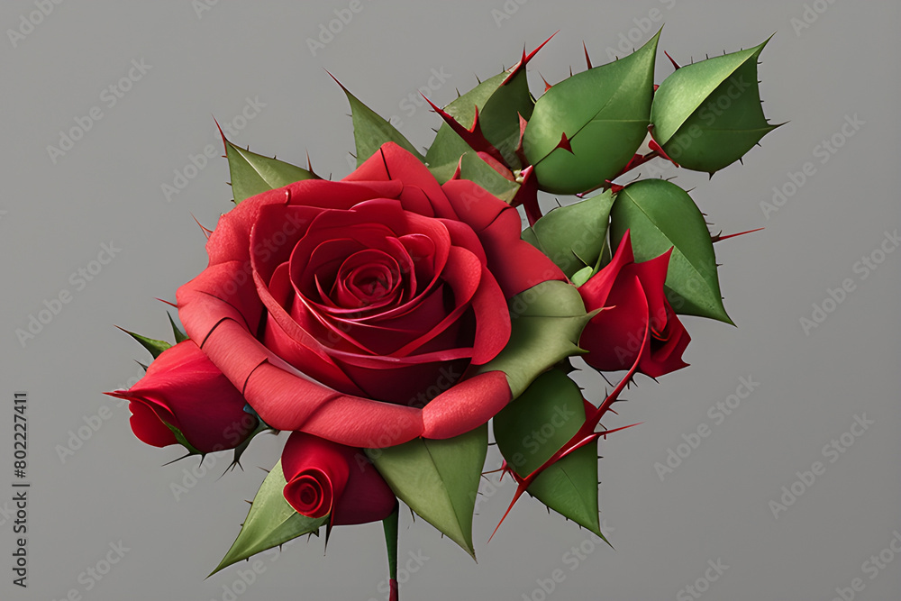 Flowers fall from a rose with thorns, Generative AI Stock Photo | Adobe ...