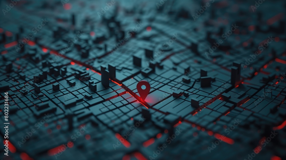 Location pin icon on earth city urban map indicating the location and ...