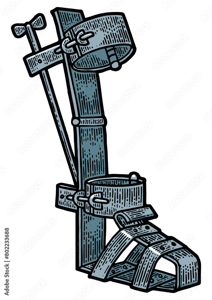 Spanish boot medieval torture device color sketch engraving PNG ...