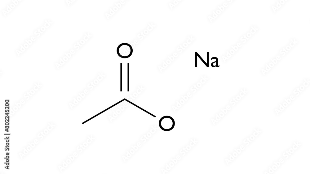 sodium acetate molecule, structural chemical formula, ball-and-stick ...