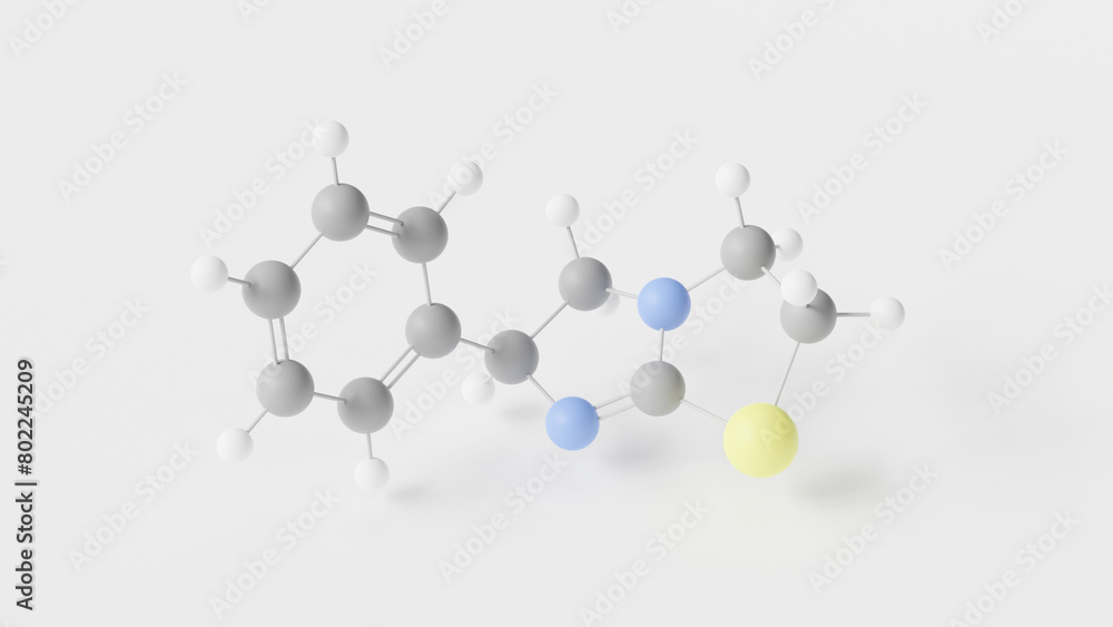 levamisole molecule 3d, molecular structure, ball and stick model ...