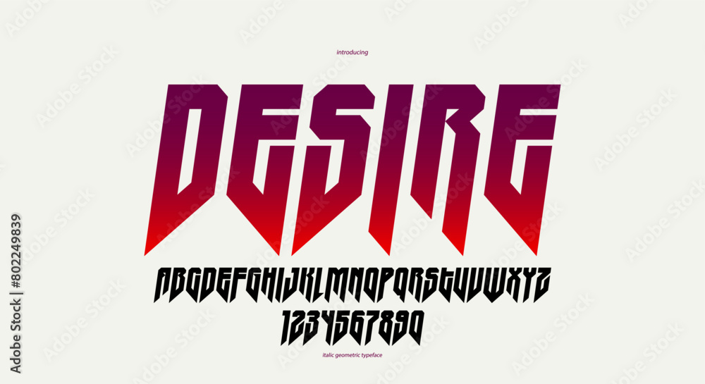 Sharp and bold italic vector display font for logo, gothic or heavy ...
