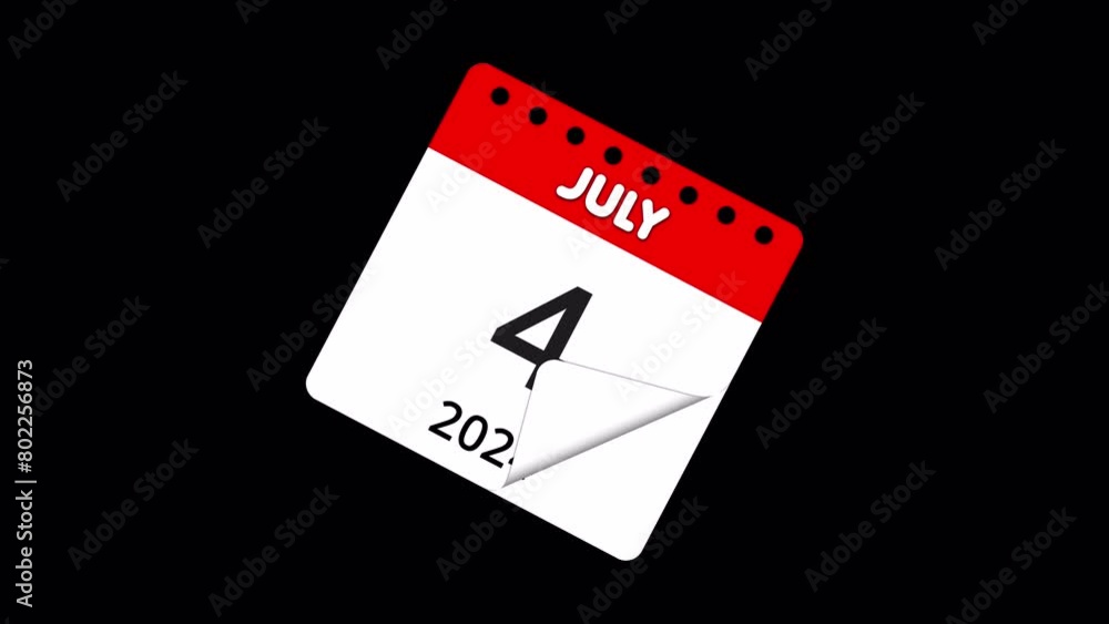 Monthly calendar, tear-off calendar animation with zoom and rotation ...