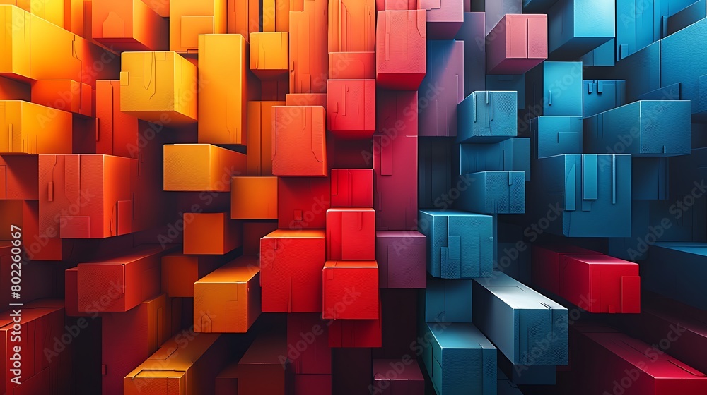 A visually captivating display of cubist art, where cube shapes appear ...