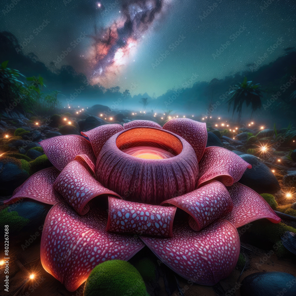 Generative AI The Beauty of Rafflesia Arnoldii Flowers, beautiful Rafflesia Arnold flowers in ...