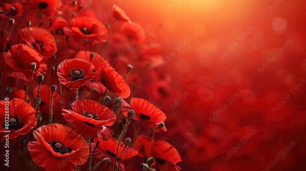 Red Poppy Field Banner for Anzac Day Remembrance and Memorial Stock ...