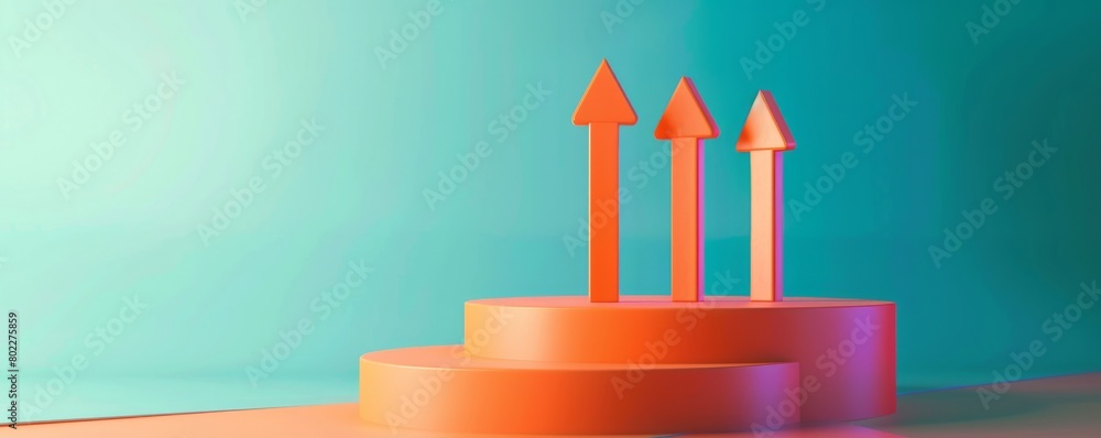 Dynamic Visual Metaphor of Growth: Three Arrows Ascending on Vibrant ...