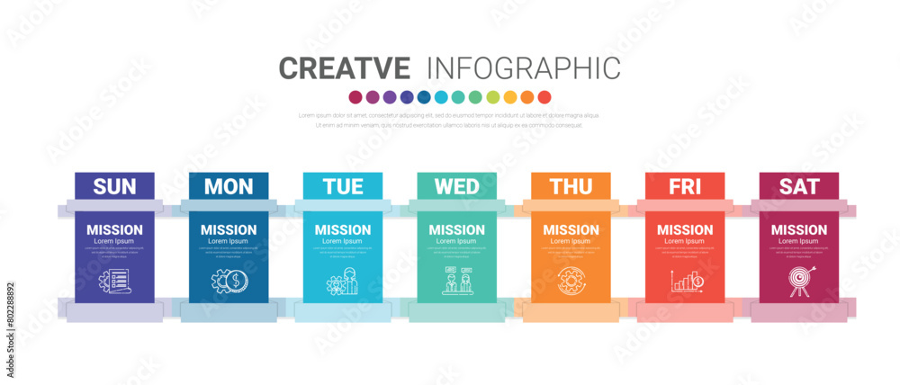 Presentation business concept with 7 steps, Timeline business for 7 day ...