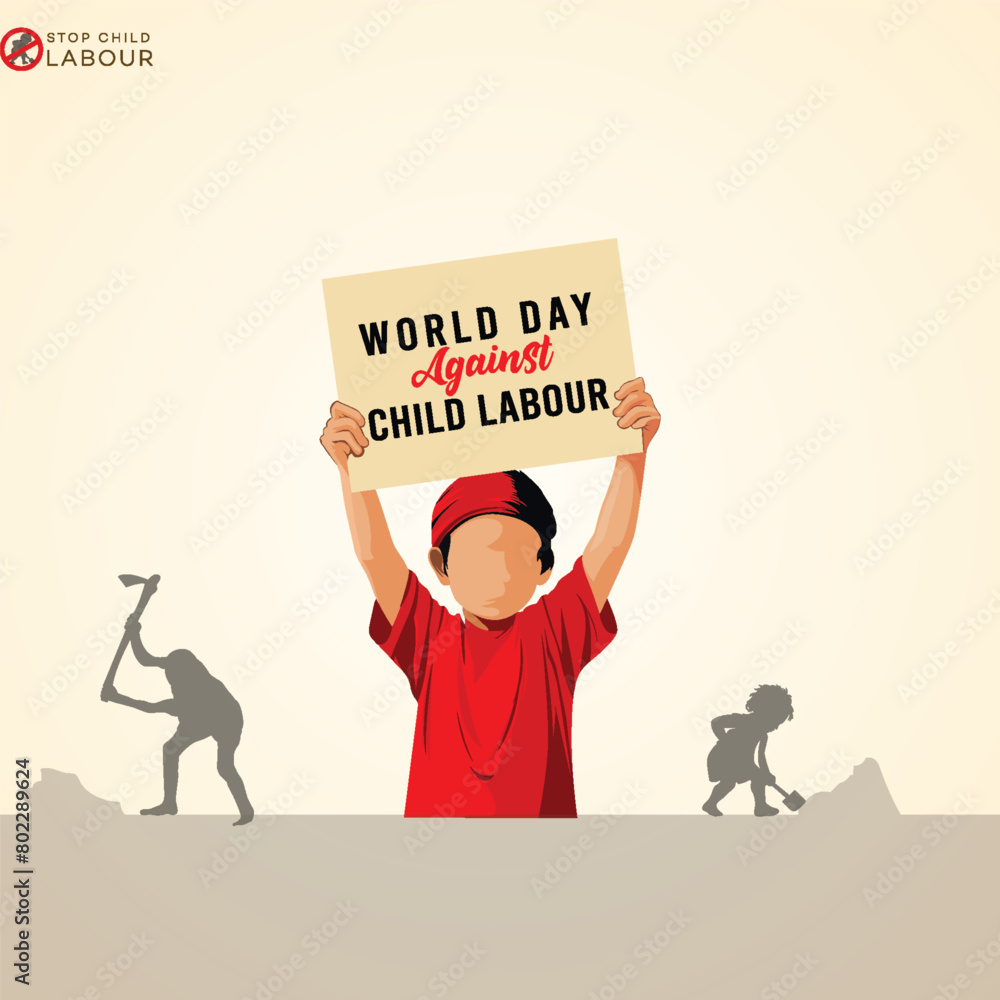 Child labor, Vector, Child labor Poster, World Day Against Child labour ... Child labor, Vector, Child labor Poster, World Day Against Child labour ...