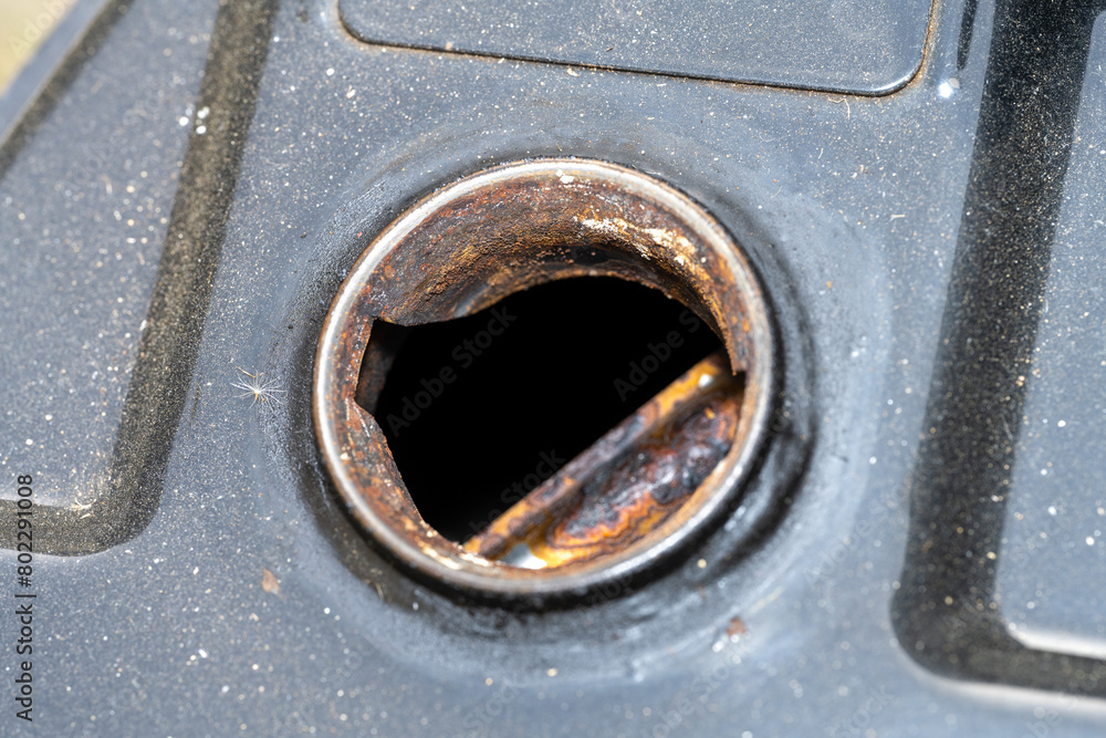Iron Decay: A Close-Up of Rusty Motorcycle Fuel Tank Interiors ...