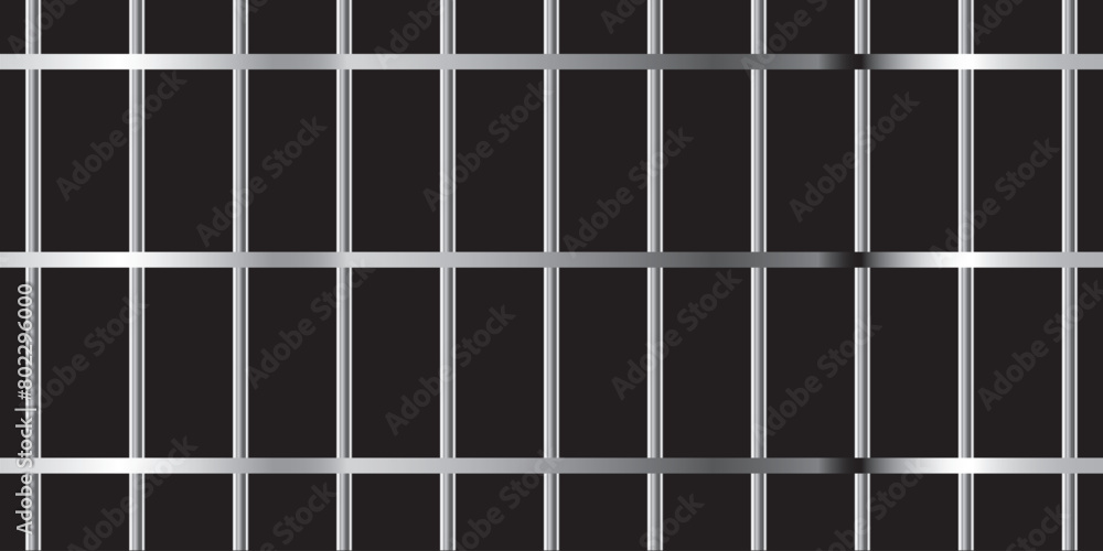 Black realistic metal prison bars. Detailed jail cage, prison iron ...