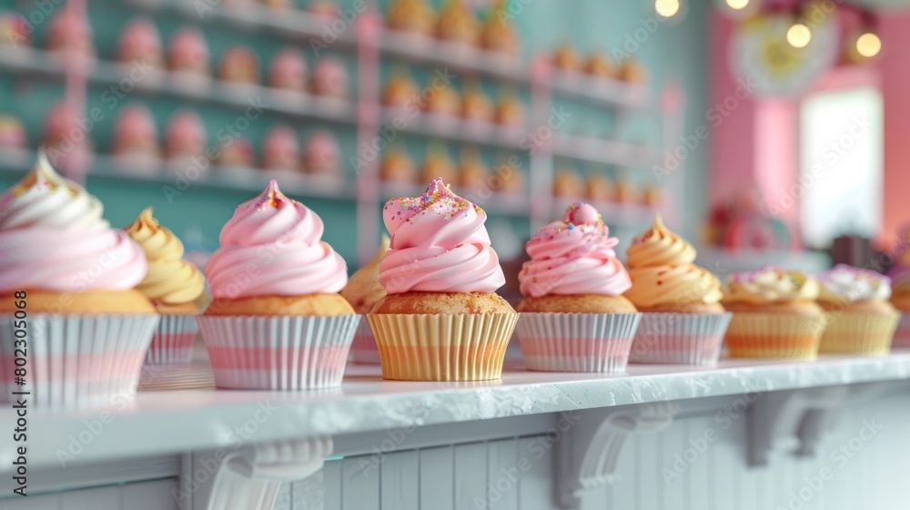 Colorful D Rendered Cupcake Shop Display Inviting Temptation and ...