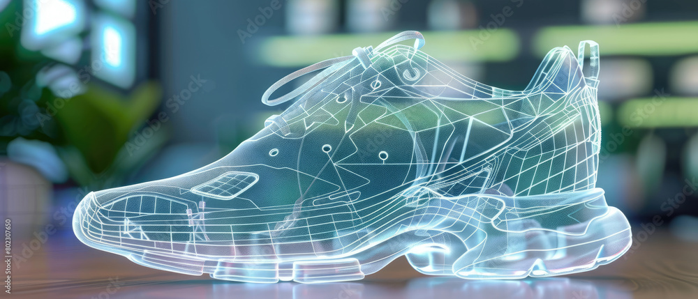 Discover the art of shoe design through this wireframe shoe, featuring ...
