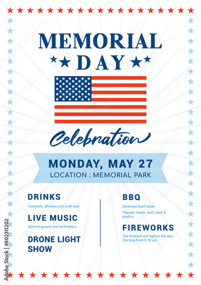 Memorial Day Celebration poster templates vector design. Flat design ...