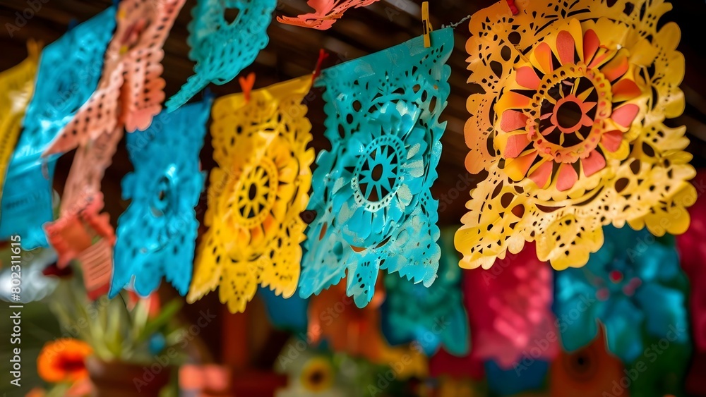 Colorful Mexican papel picado decorations hang for Cinco de Mayo ...