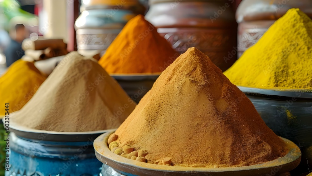Symbol of Moroccan Cuisine: Vibrant Market Spices like Turmeric ...