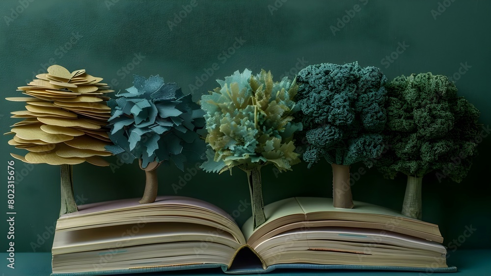 Books in a Library: Tree-Covered Pages Rustling Like Leaves on a Solid ...