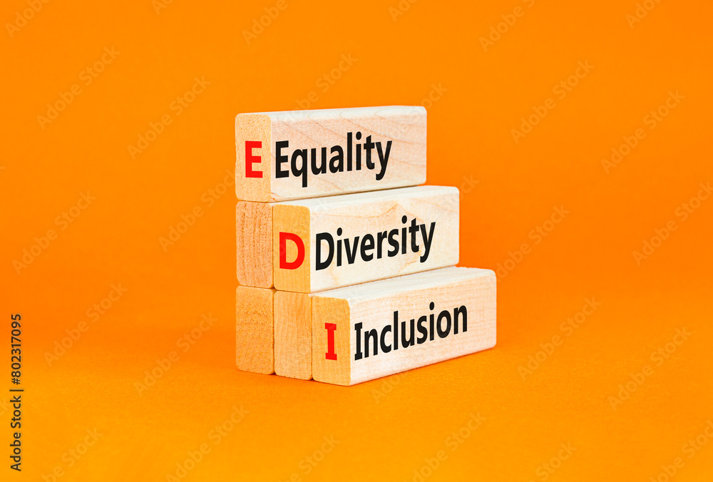 EDI equality diversity inclusion symbol. Concept words EDI equality diversity inclusion on ...