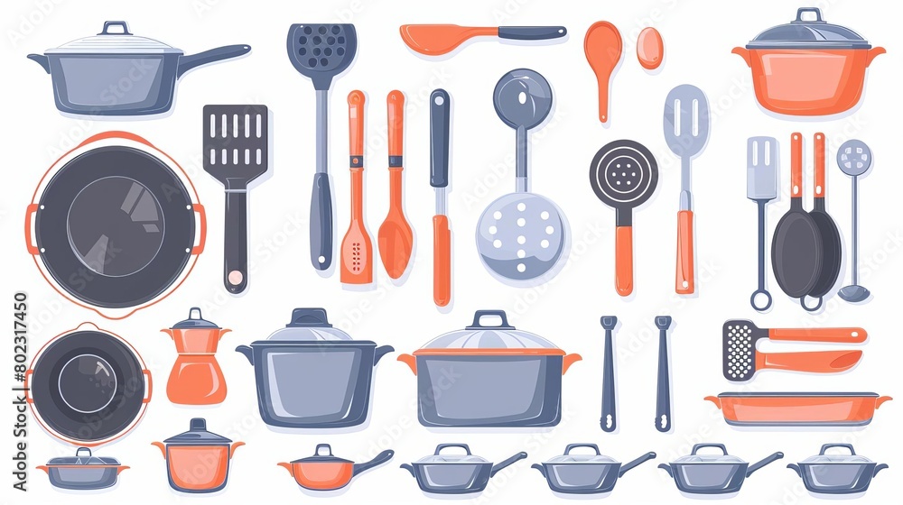Kitchenware set Kitchen utensils, tools, equipment and cutlery for ...