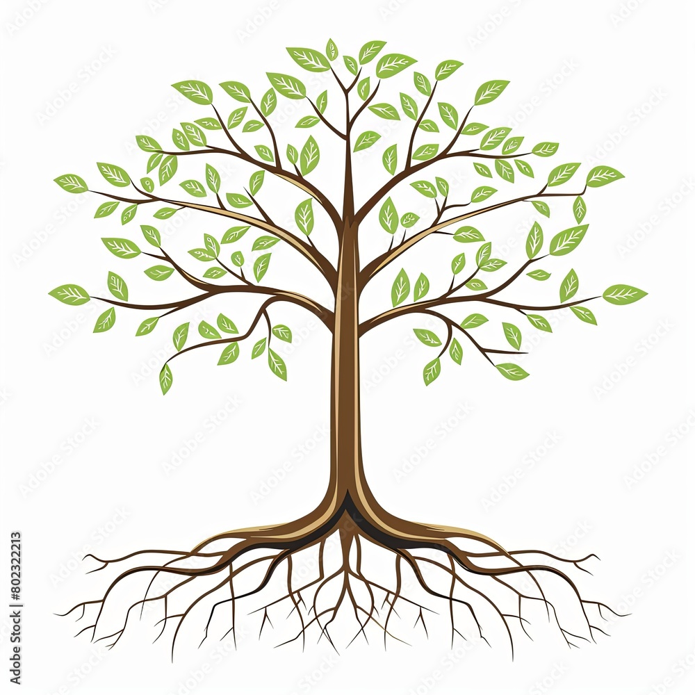 vector tree with roots clip art, white background Stock Illustration ...