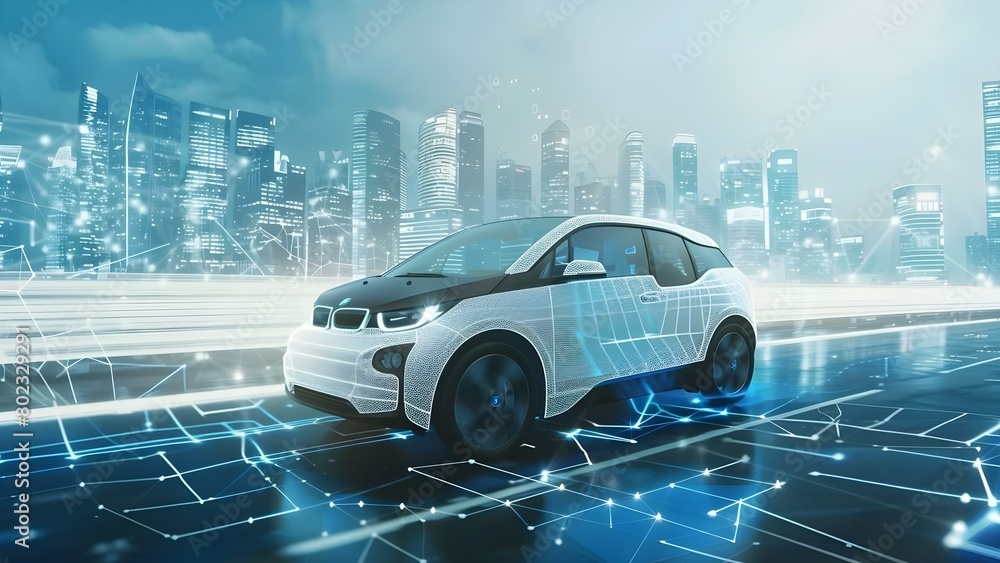 Exploring the Digital World in an Electric Car. Concept Electric ...