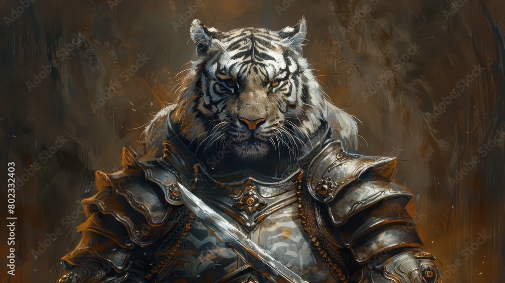Tiger king warrior assassin armoring Background wallpaper AI generated ...