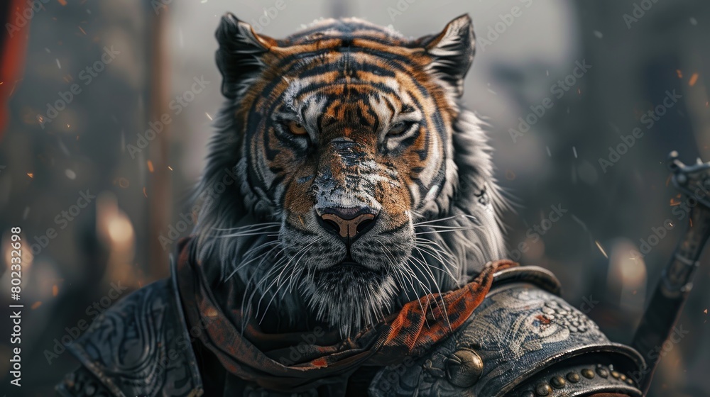 Tiger king warrior assassin armoring Background wallpaper AI generated ...