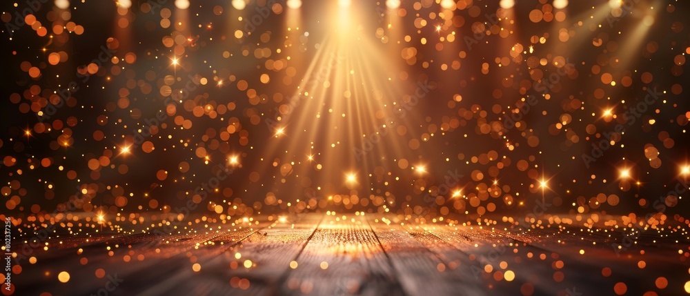 Stage background with sparkling golden lights designed to resemble ...