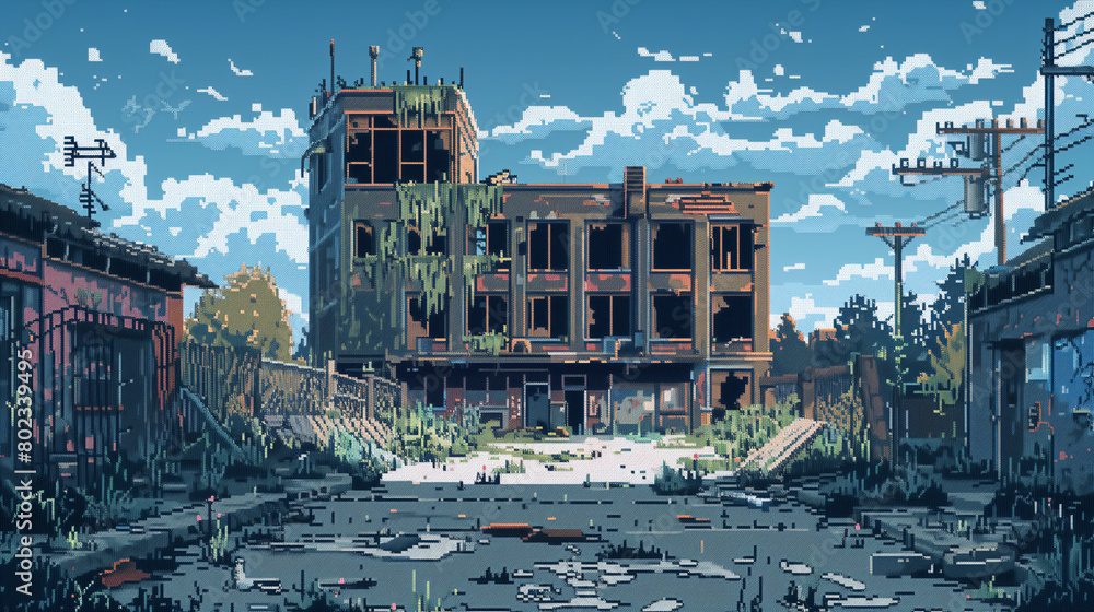 pixel art of abandoned building dungeon background battle scene in RPG ...