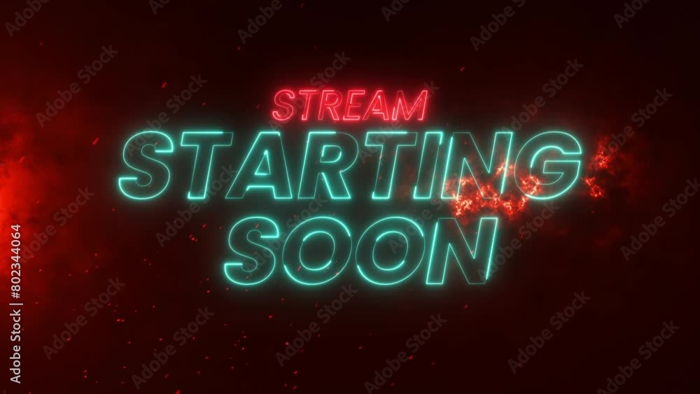 Stream starting soon neon text animation suitable for video live ...