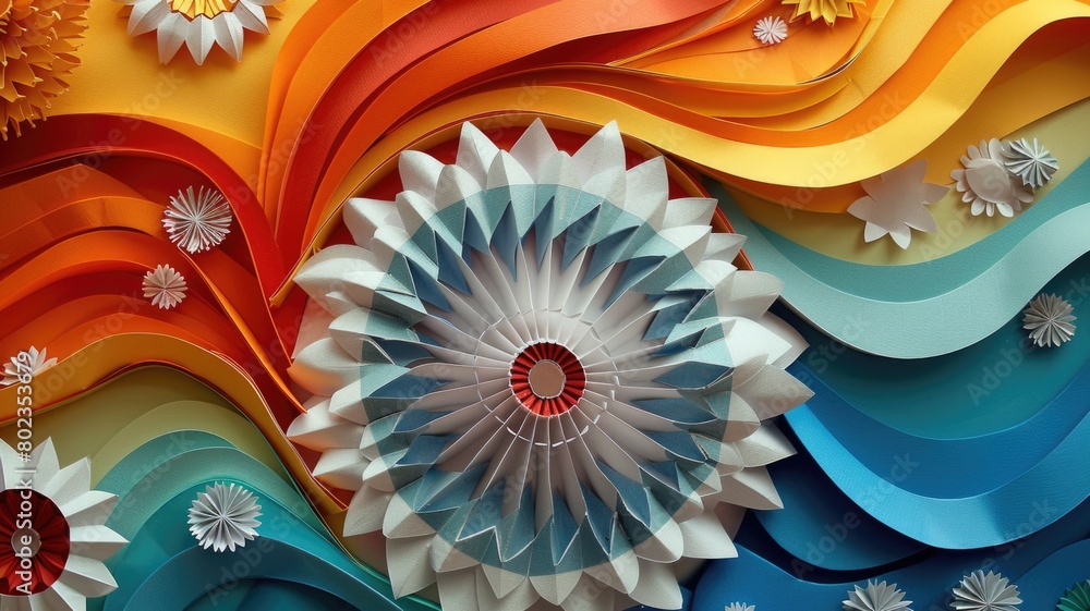 Intricate paper art featuring the Indian tricolor, with paper cutouts ...