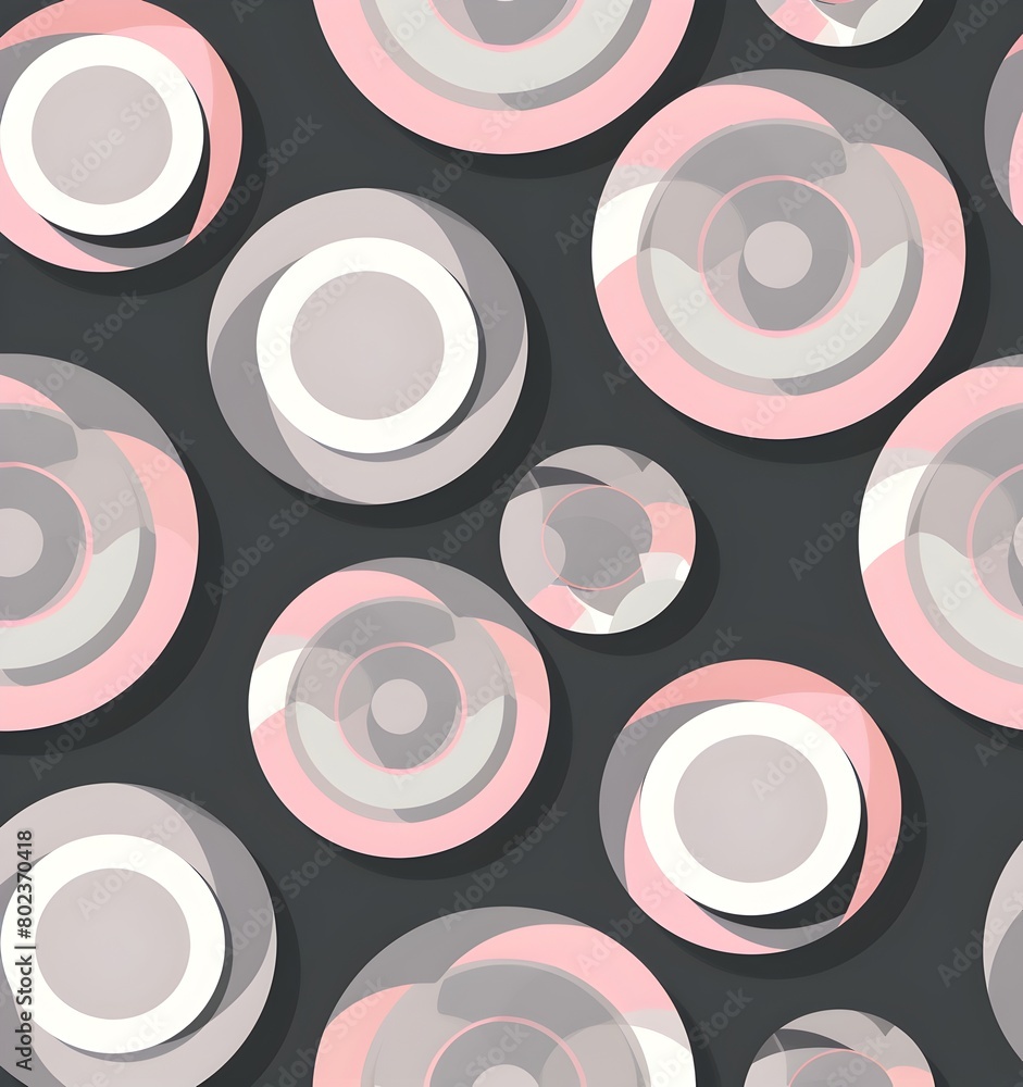 Vector pattern of soft pink and gray circles in the form of overlapping ...