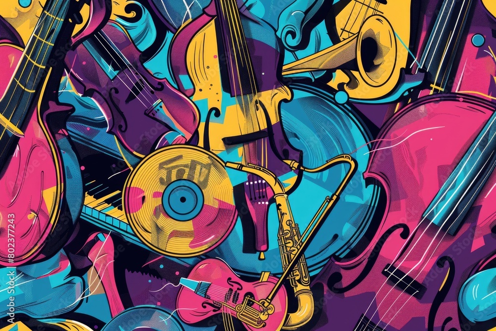 A collection of various musical instruments, perfect for music-themed ...