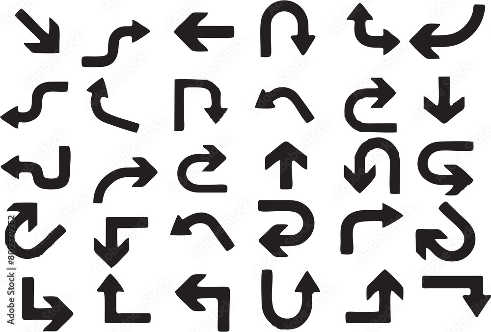 Arrows icons set. Collection of multiple direction arrows to reuse for ...