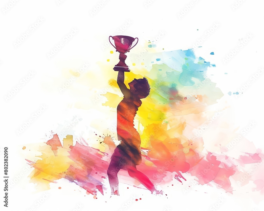 A simple watercolor scene depicts a young athlete winning their first ...