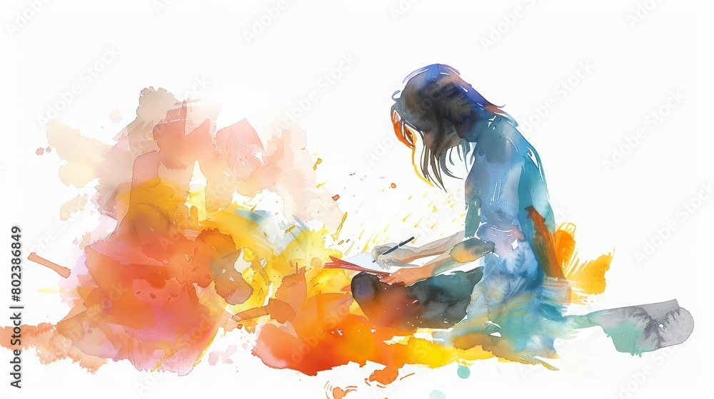 This engaging watercolor scene of a writer signing their first ...