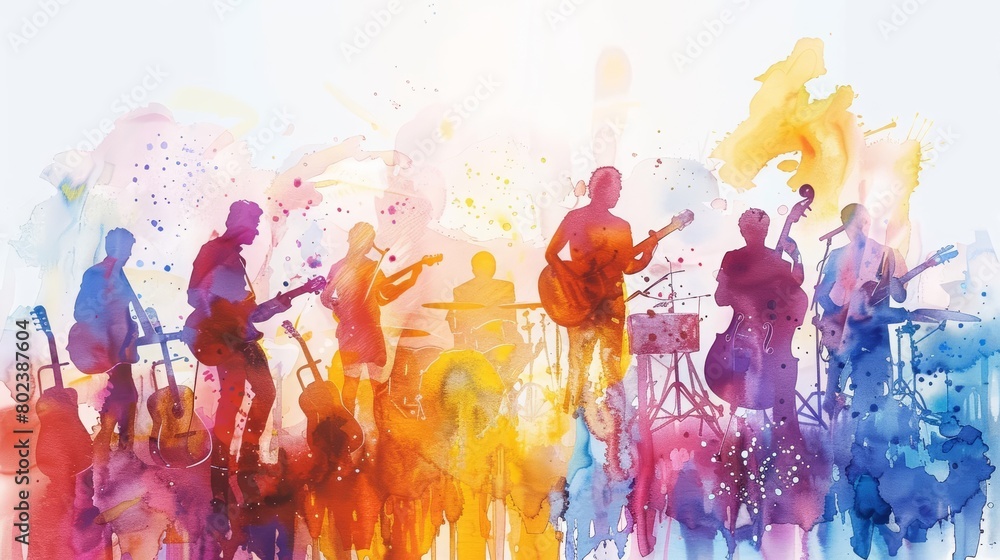 This lovely watercolor painting of a virtual concert, with holographic ...