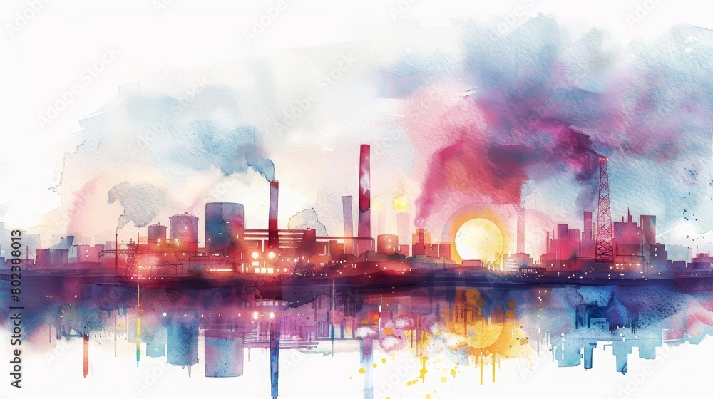 This lovely watercolor painting of a nextgen clean energy plant, where ...