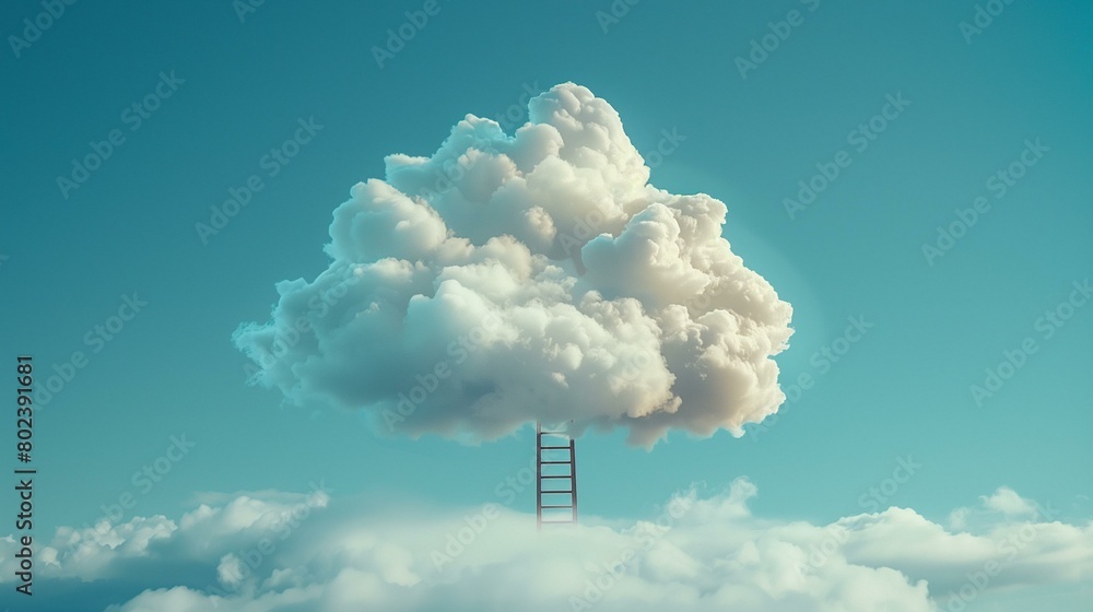 Be on cloud nine, ladder in clouds, inspiration imagination high up ...